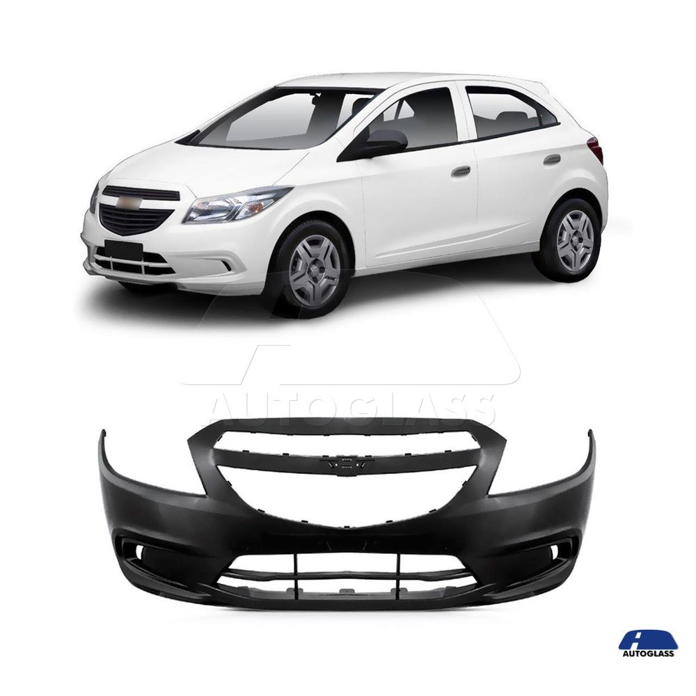 Parachoque Dianteiro Chevrolet Onix 2013 a 2016 Preto Liso - Autoglass